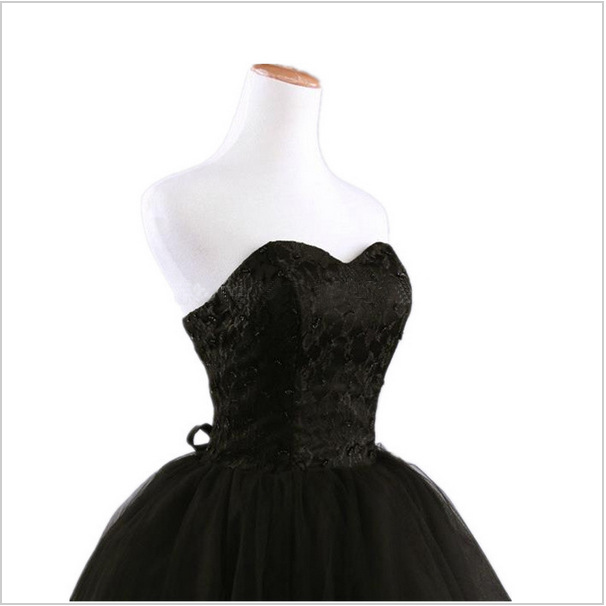 Mini Lace Black Prom Evening Dress, Black Mini Evening Gown In Sweet ...